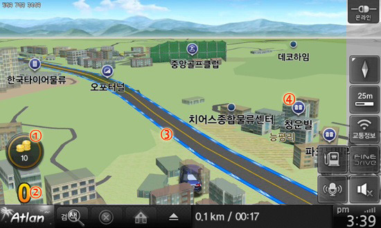 말이 통하는 내비게이션 파인드라이브 iQ 3D 7000V - 7. 아틀란 3D 기본 기능 리뷰 : 다나와 DPG는 내맘을 디피지